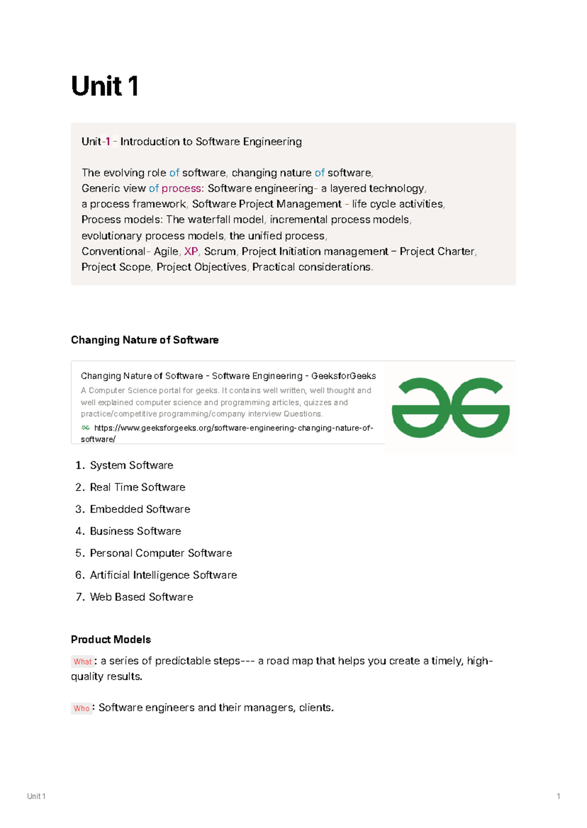 Unit 1: Introduction to Software Engineering - Key Concepts and Models ...