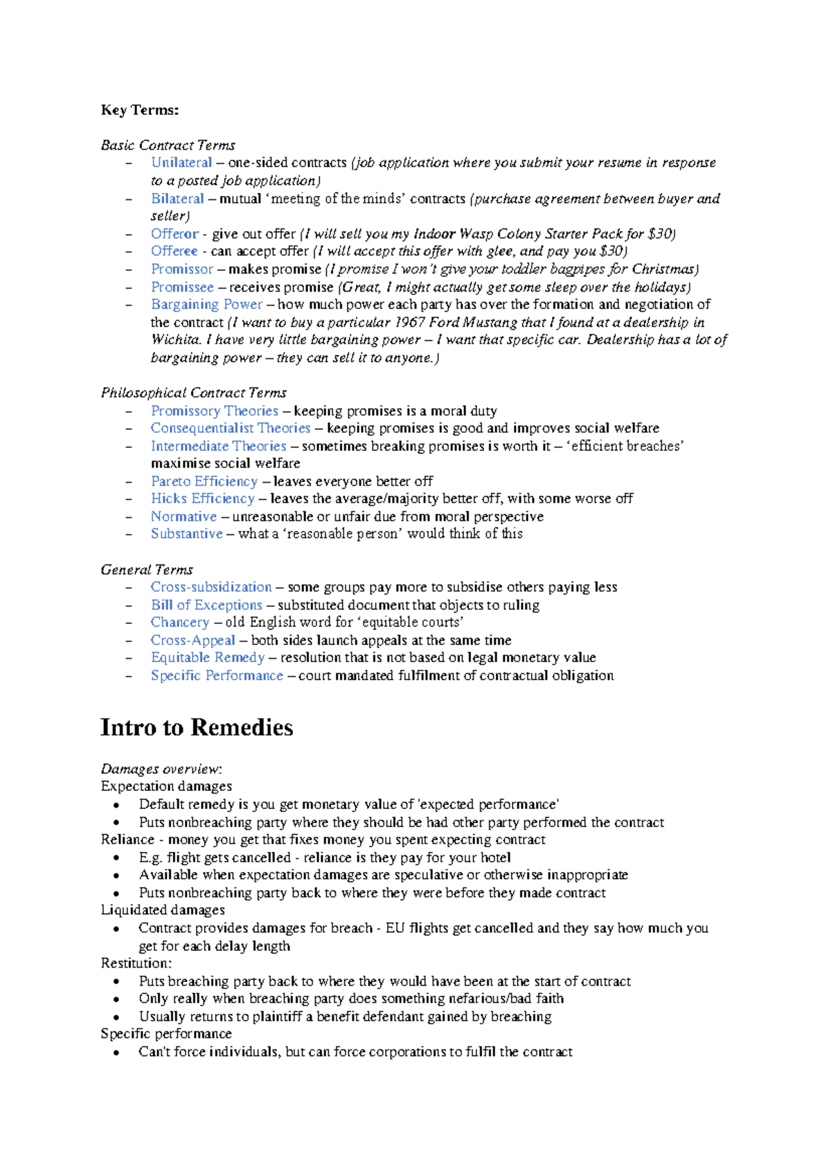 Contracts Law: Key Terms & Concepts Overview (LAW 101) - Studocu