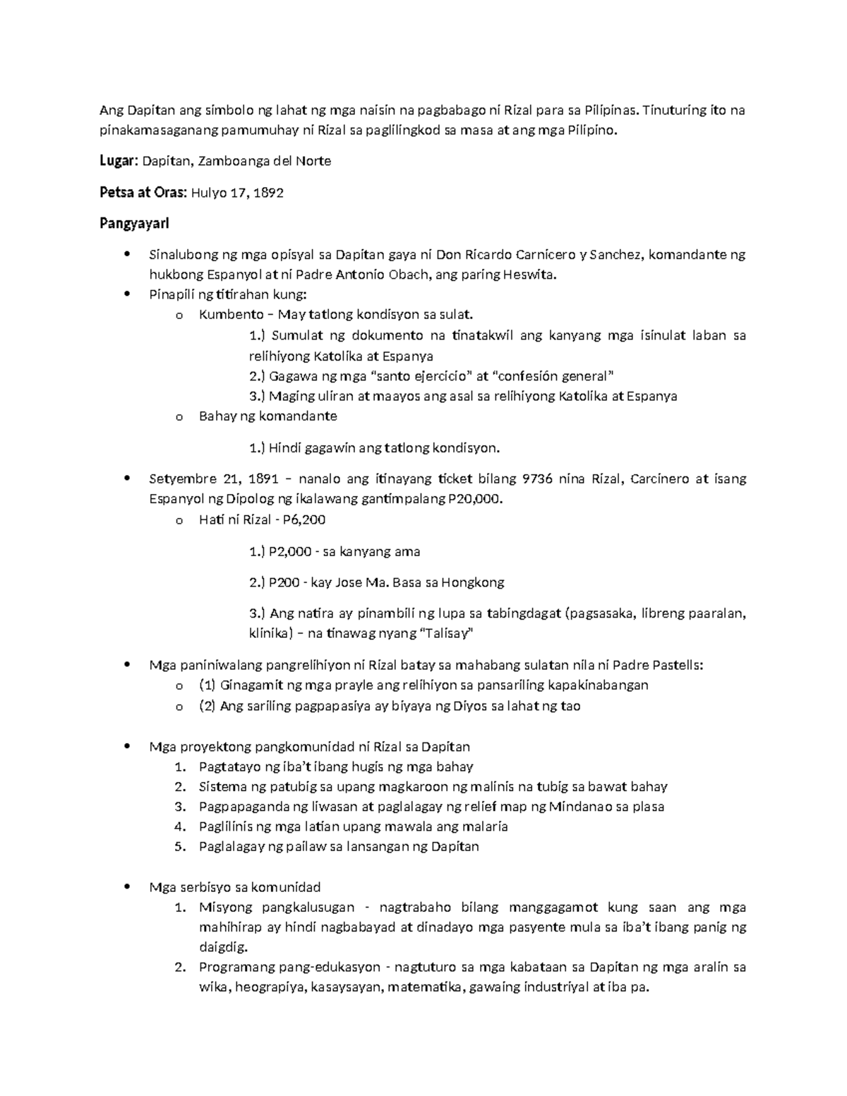 Infographics Script - Buhay ni Rizal sa Dapitan - Ang Dapitan ang ...