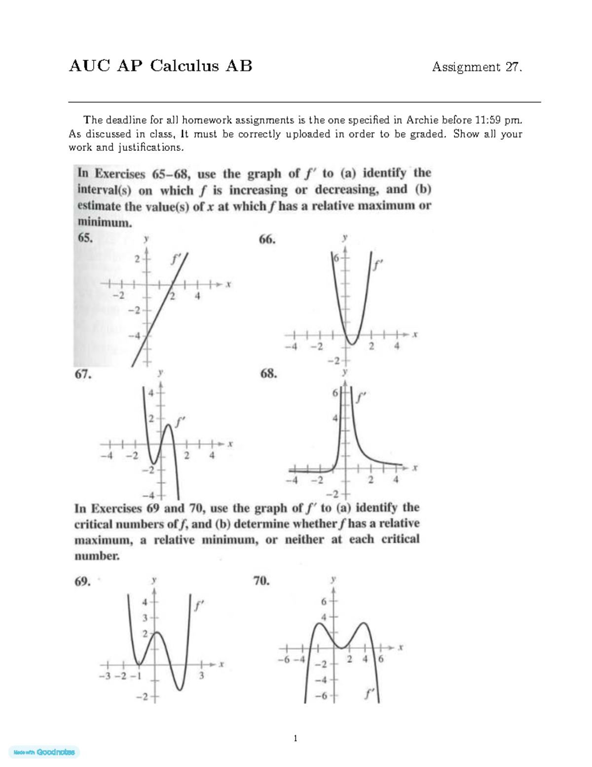 AUC AP Calculus AB Assignment 27 Guidelines and Submission Details ...