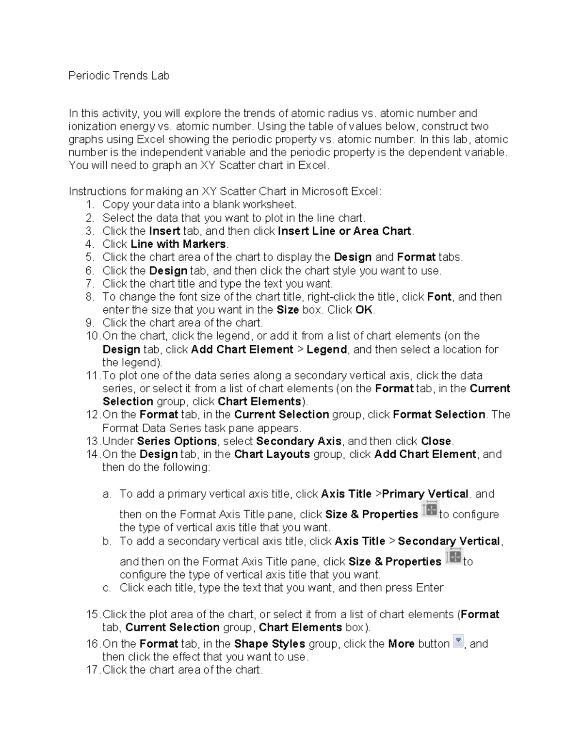 Periodic Trends Lab - Graphing Atomic Properties vs. Atomic Number ...