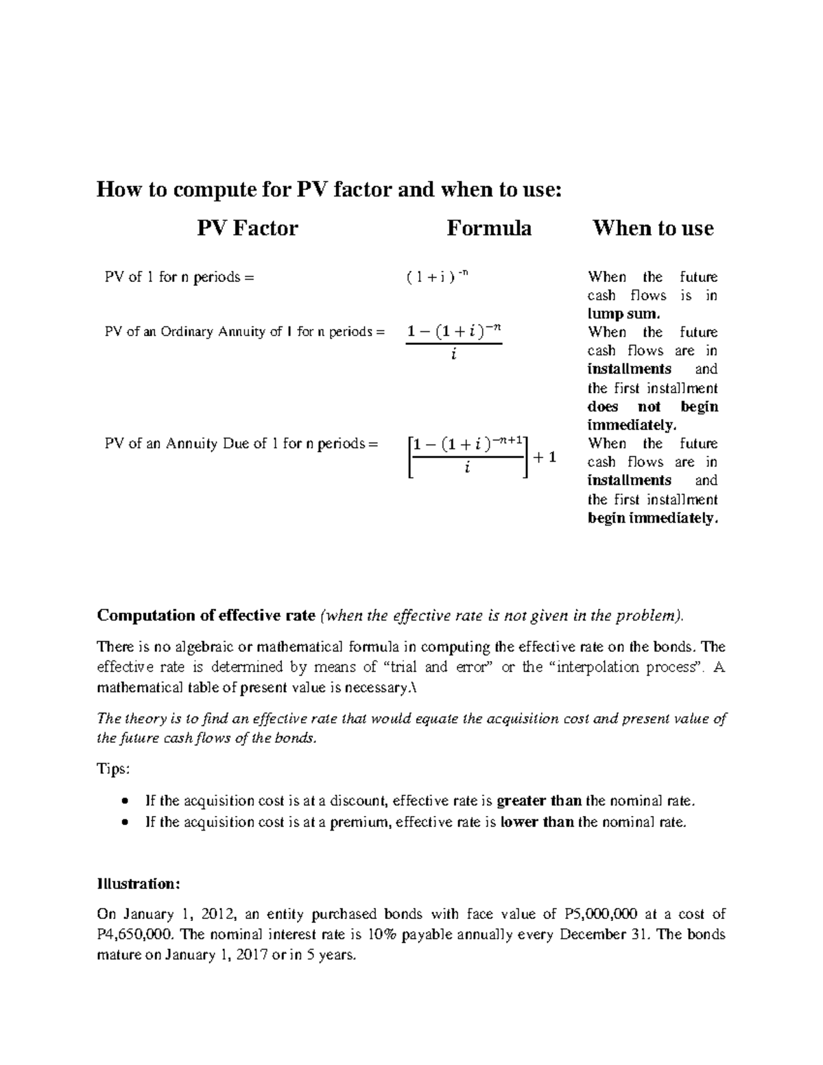 PV Factor and Effective Rate Overview - Intermediate Accounting 2 - Studocu