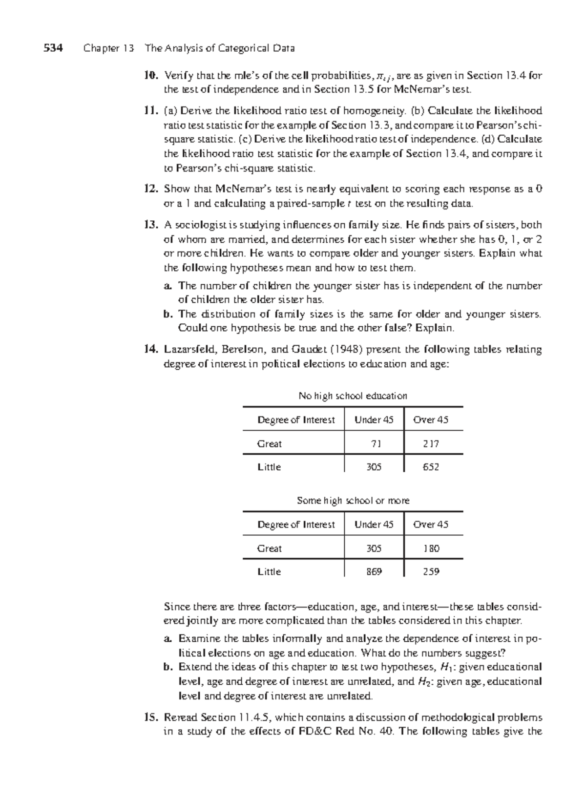 534 Chapter 13: Categorical Data Analysis and Likelihood Tests - Studocu