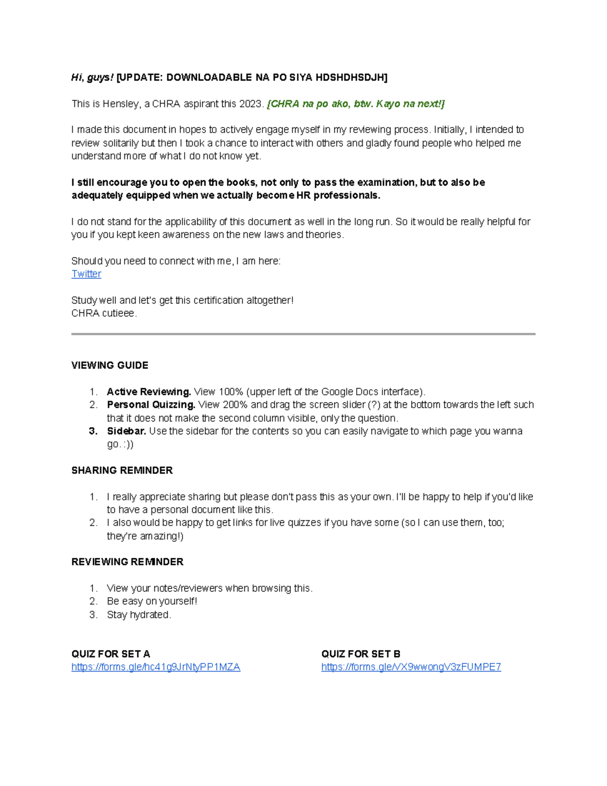 CHRA Made-Up Assessment Form - Hi, guys! [UPDATE: DOWNLOADABLE NA PO ...