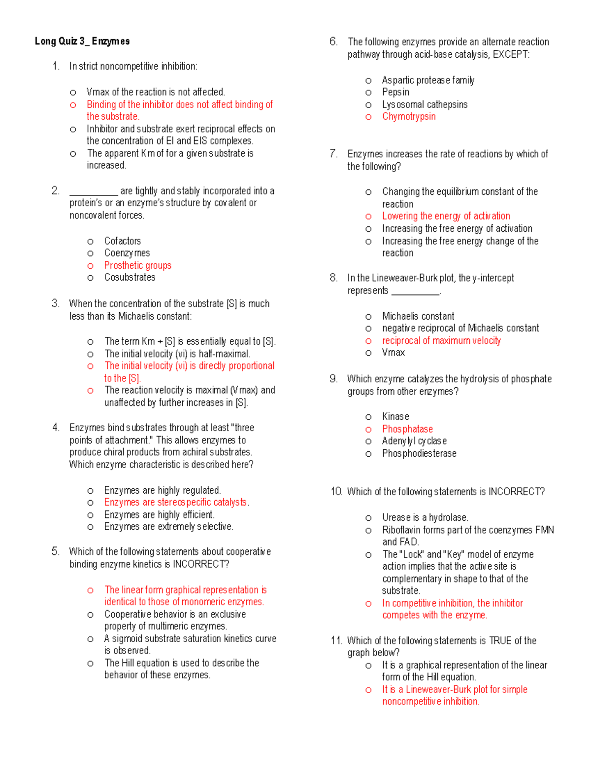 Biochemistry Midterm Reviewer: Enzymes and Kinetics Insights - Studocu