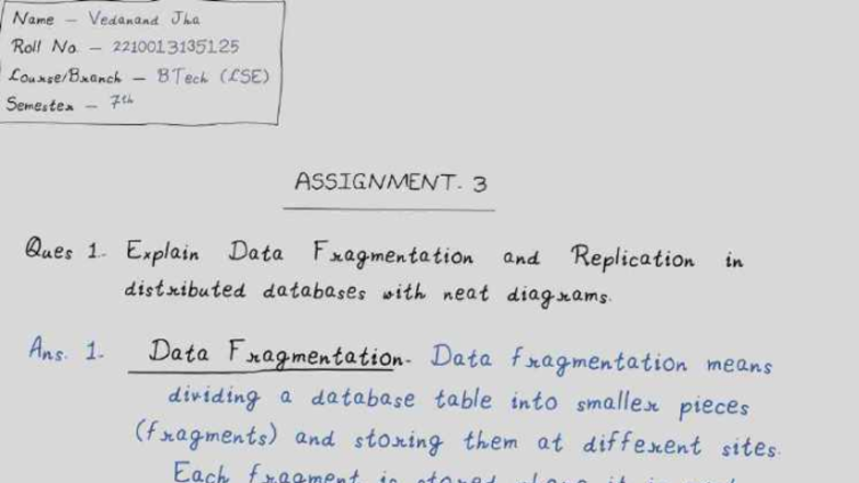 Assignment 3: Data Fragmentation & Replication in DBMS (B.Tech LSE Sem ...