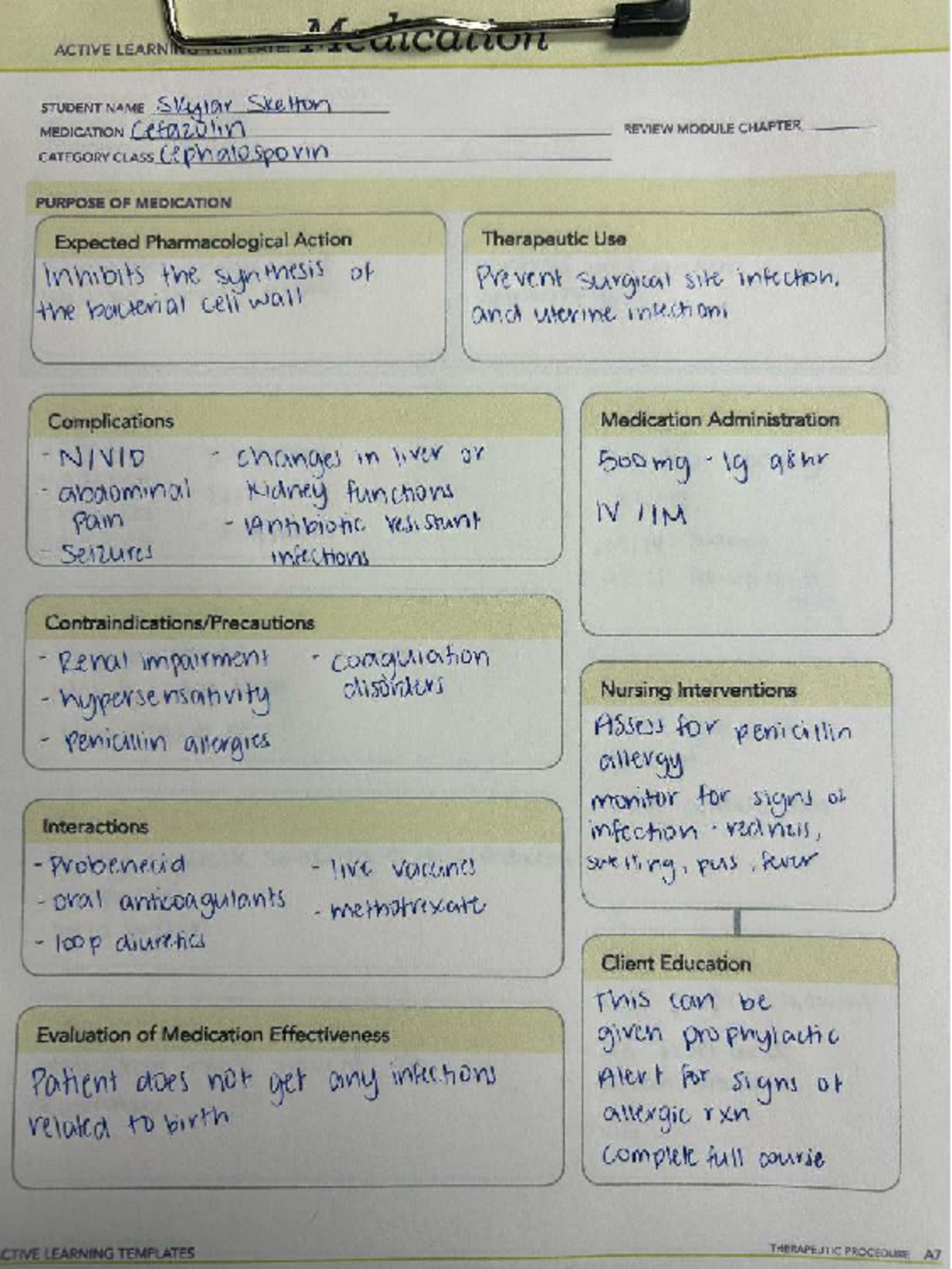 Peds template 3 - ATI Pharmacology practice worksheet - ACTIVE LEARNING ...