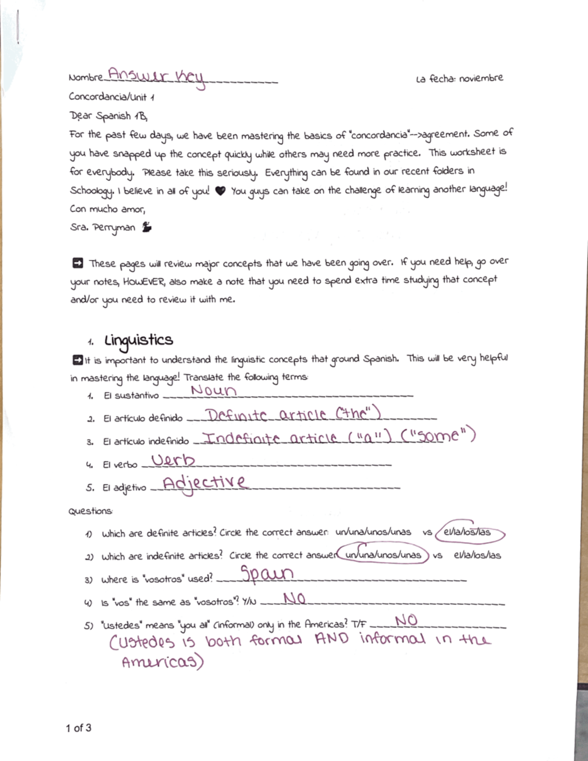 Spanish 1B Unit 1 Study Guide: Key Concepts and Practice - Studocu