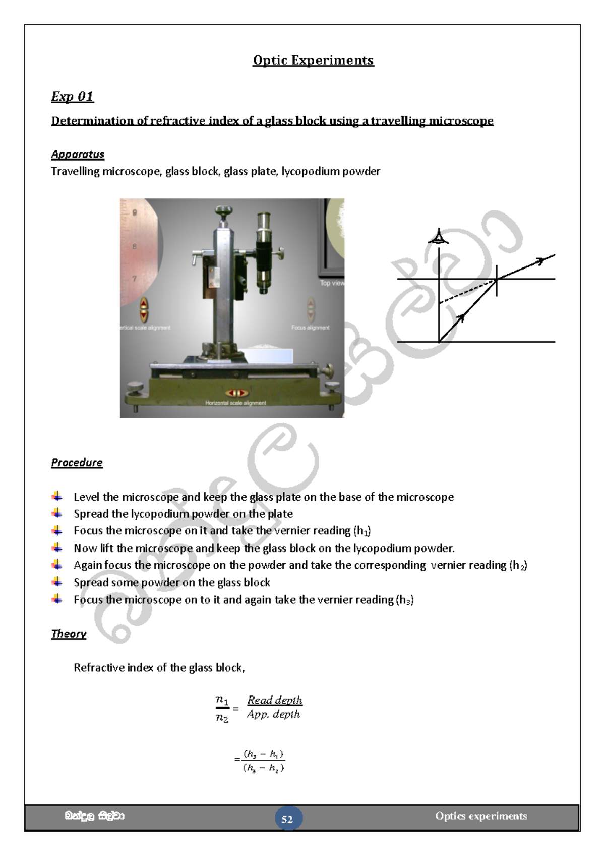 Optics Experiment Guide with Past Papers - Optics 11 - Studocu