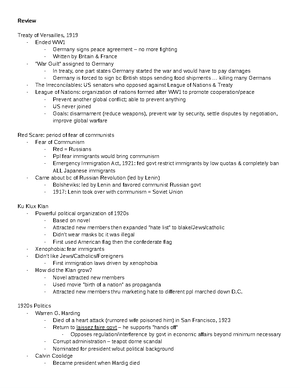 Hist 1302 - Exam 3 notes= final - Hist Exam 3 Notes = FINAL Cold War ...