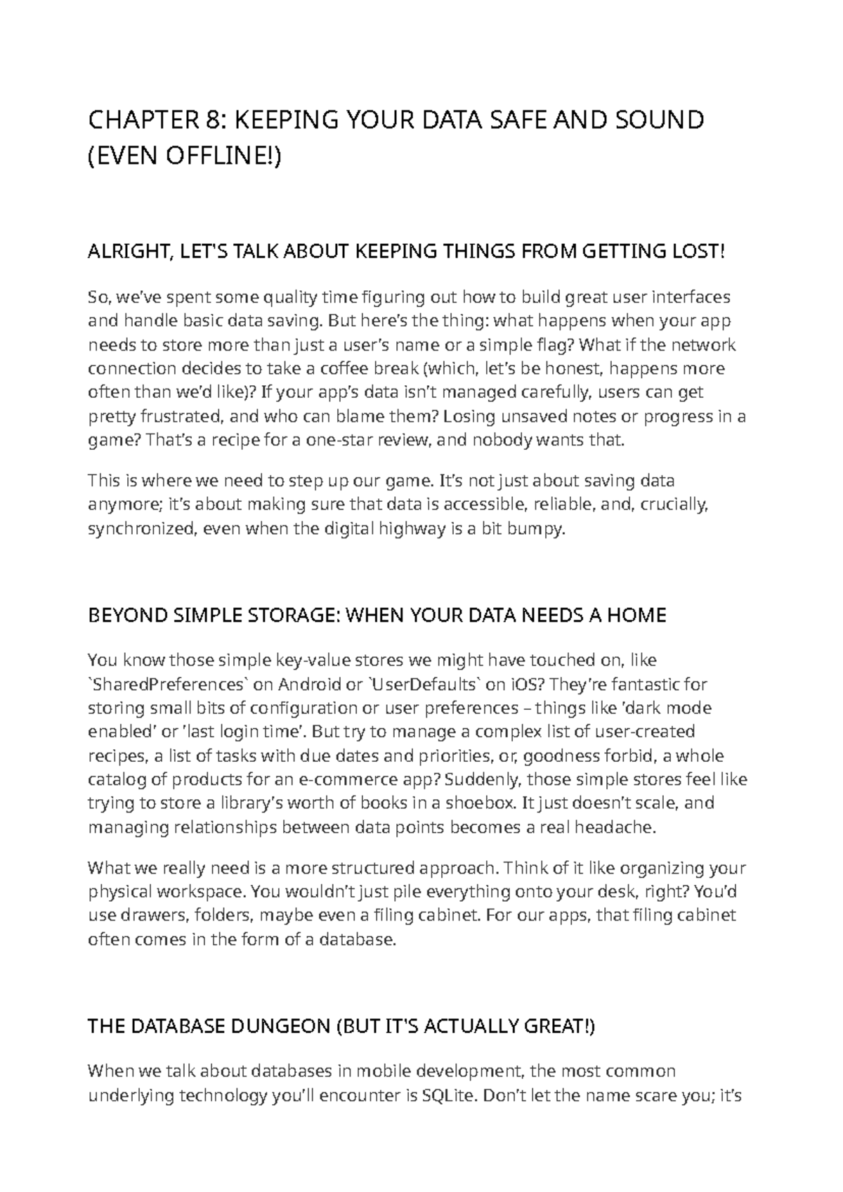 Mastering Mobile App Dev: Chapter 8 - Data Safety & Syncing - Studocu