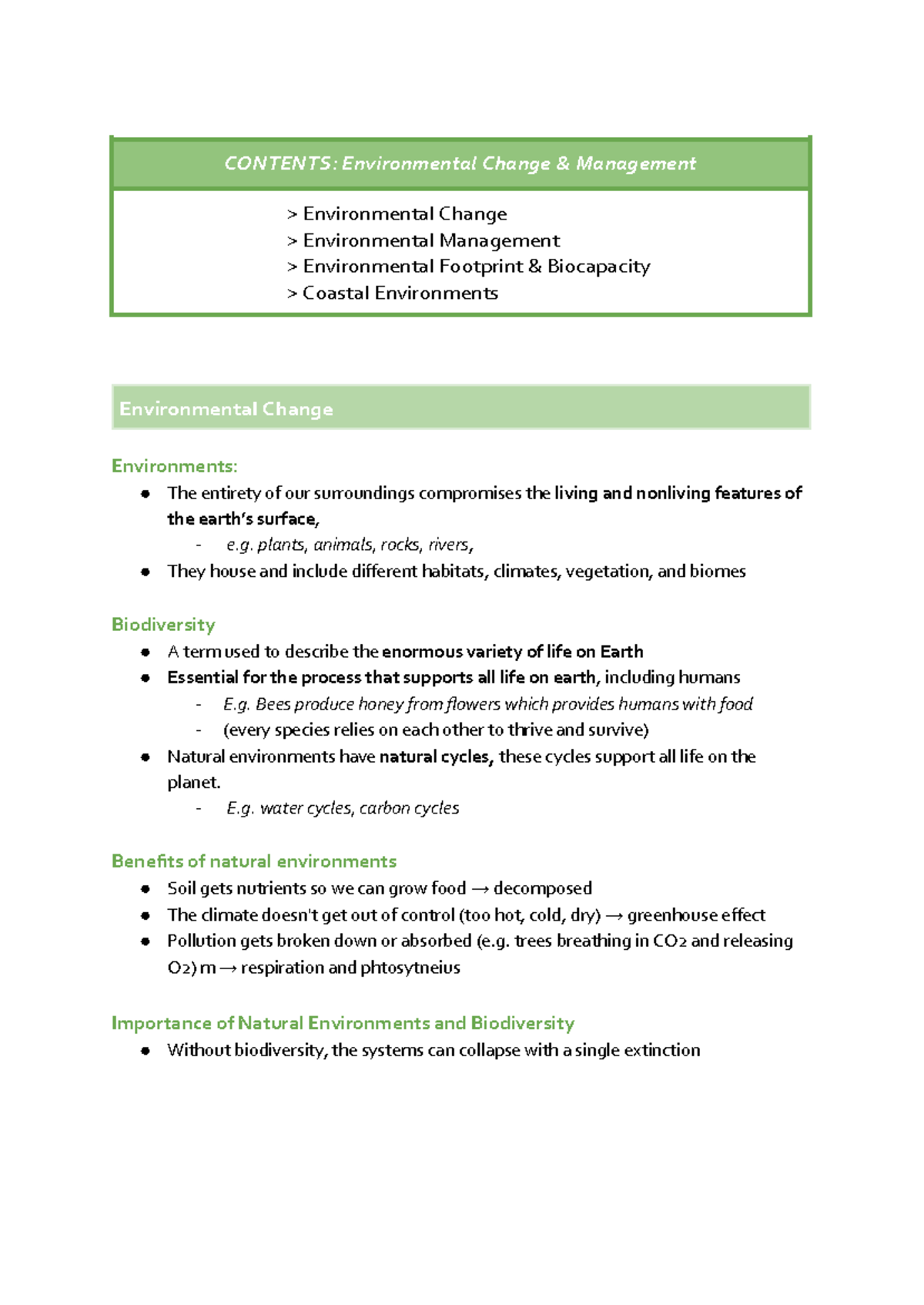 10GEO Final Exam Notes: Environmental Change & Management Insights ...
