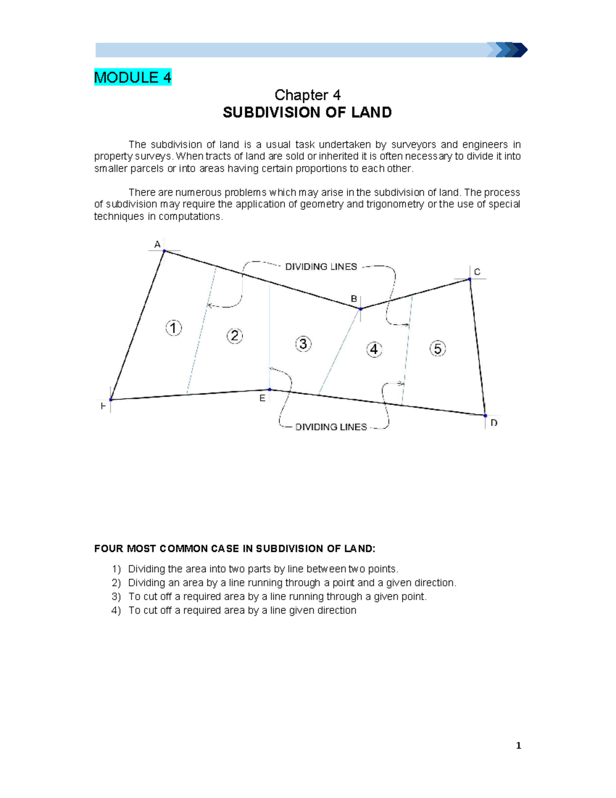 Module 4 Subdivision OF LAND - MODULE 4 Chapter 4 SUBDIVISION OF LAND ...