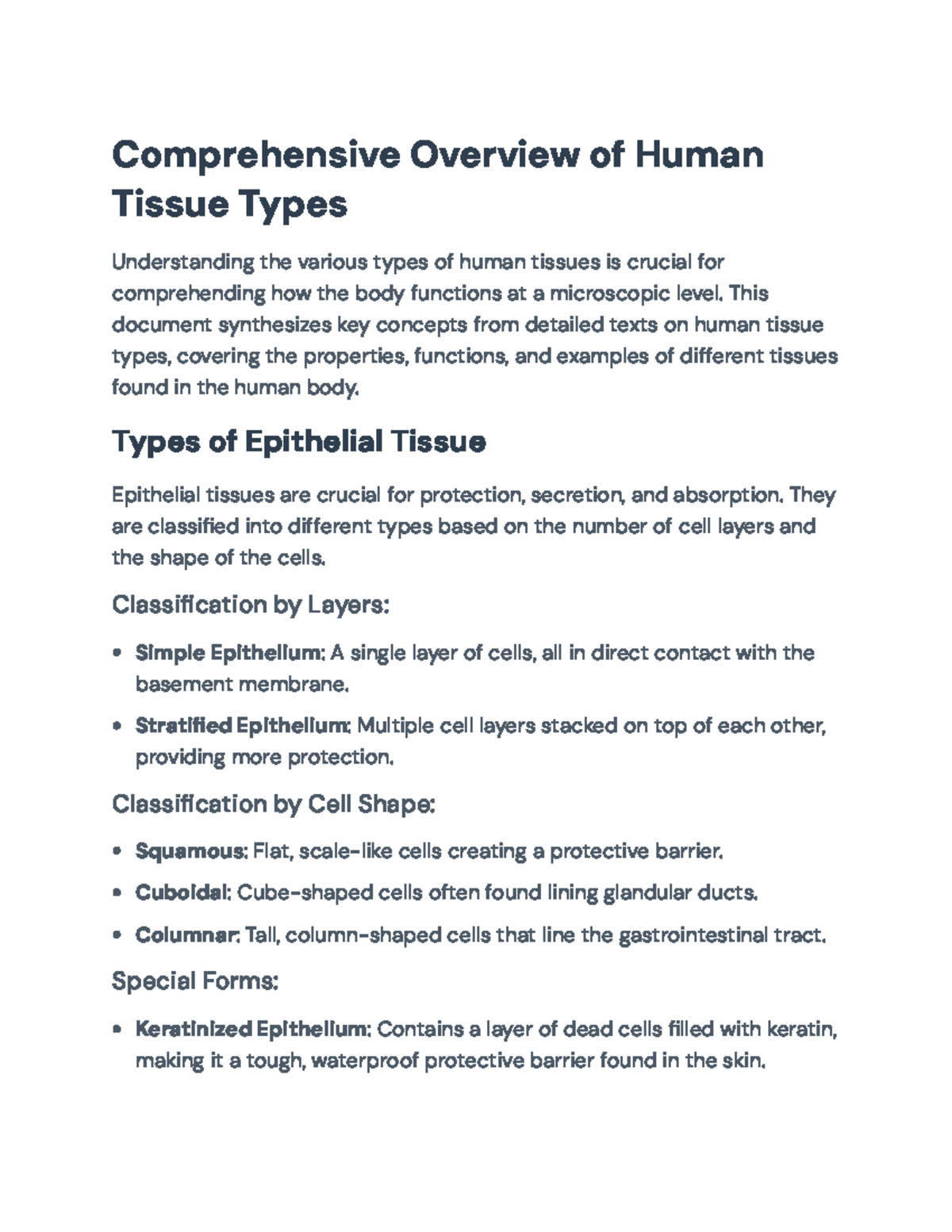 Human Tissue Types Overview: Functions & Properties of Tissues ...