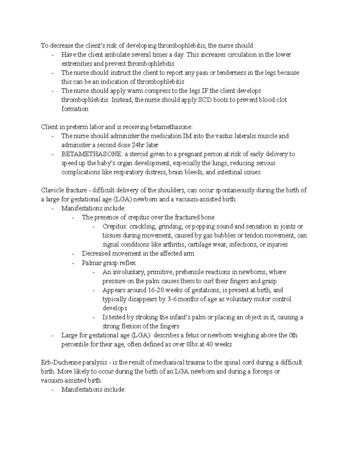 OB ATI Rationales - Nursing Care for Thrombophlebitis and Labor ...