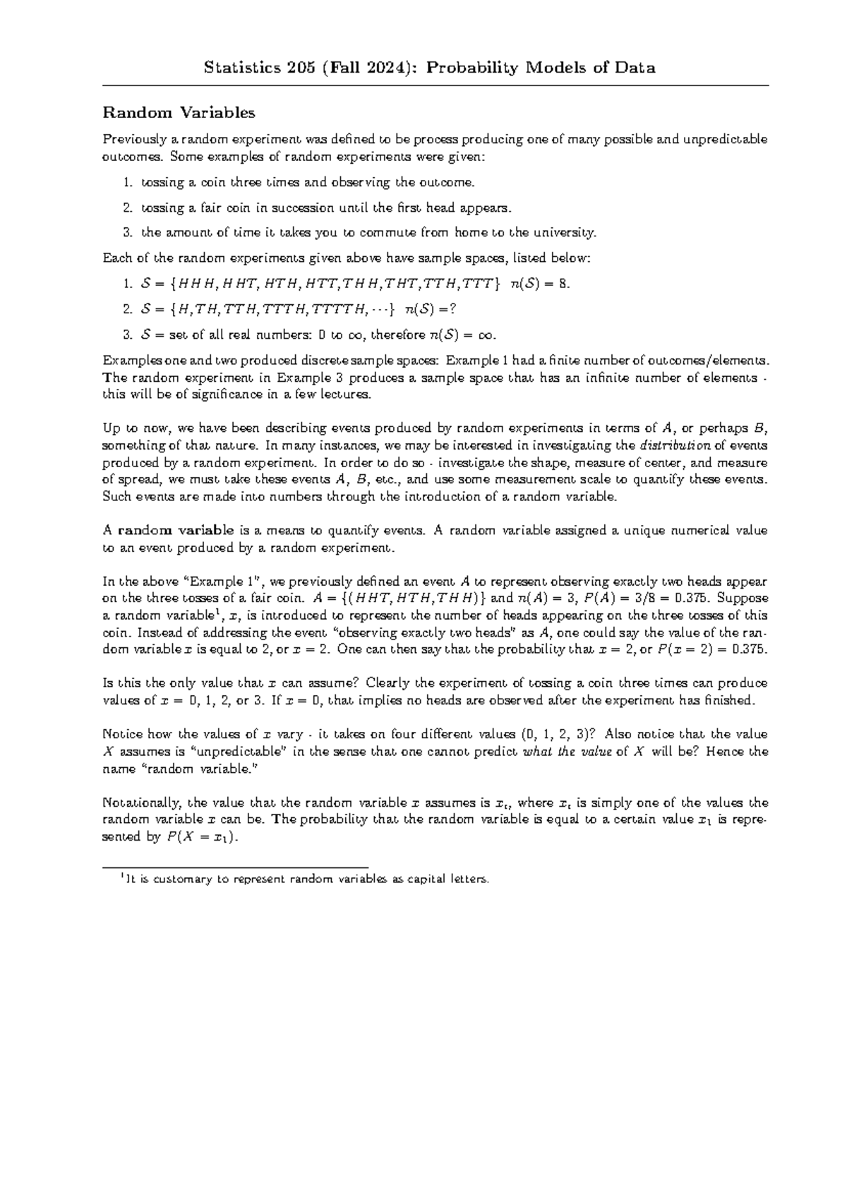 Statistics 205: Lecture on Random Variables & Probability Distributions ...
