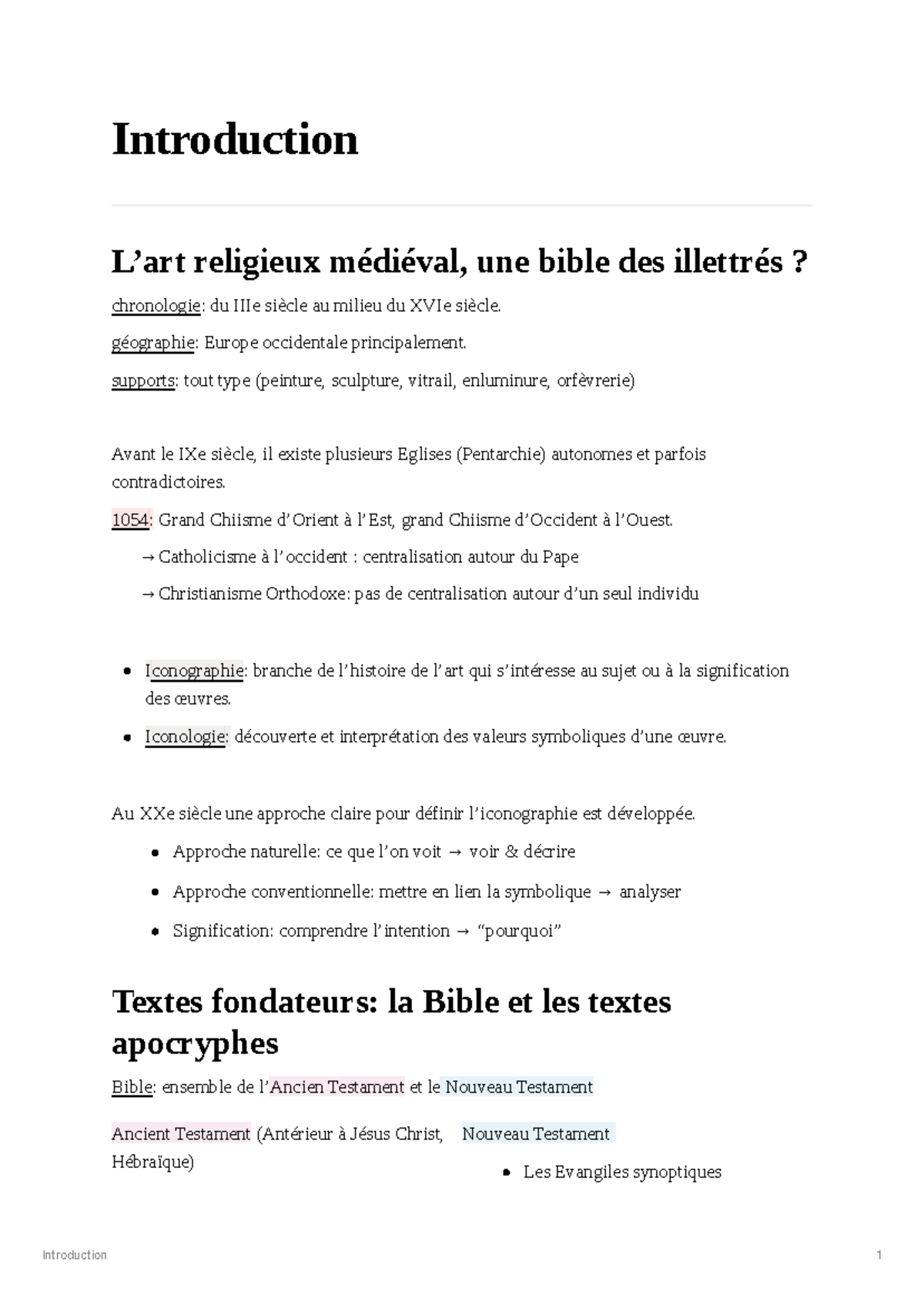 CM1 Iconorelimed - Notes sur l'Introduction Religieuse Médiévale - Studocu