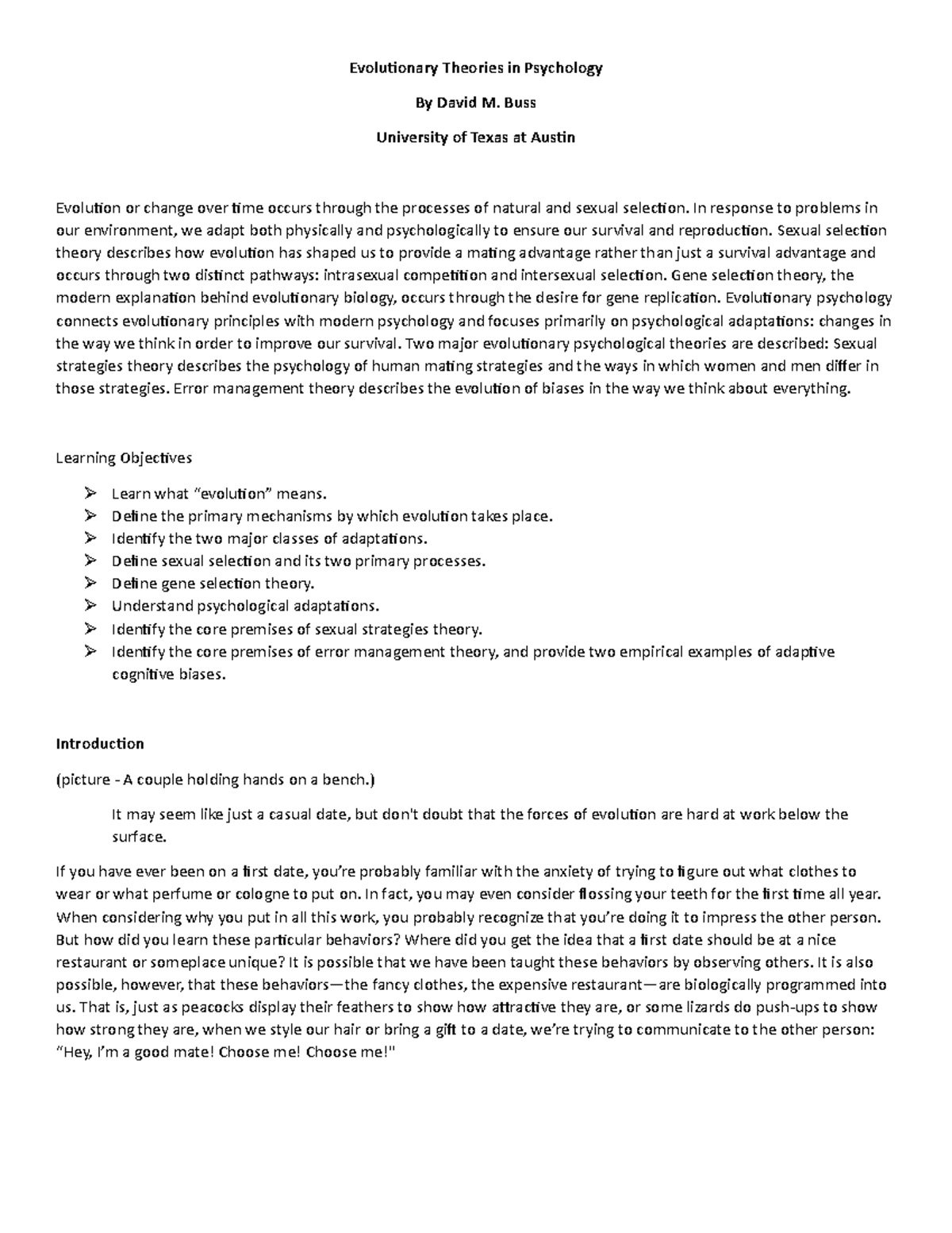 2-12 1 Evolutionary Theories in Psychology - Evolutionary Theories in ...