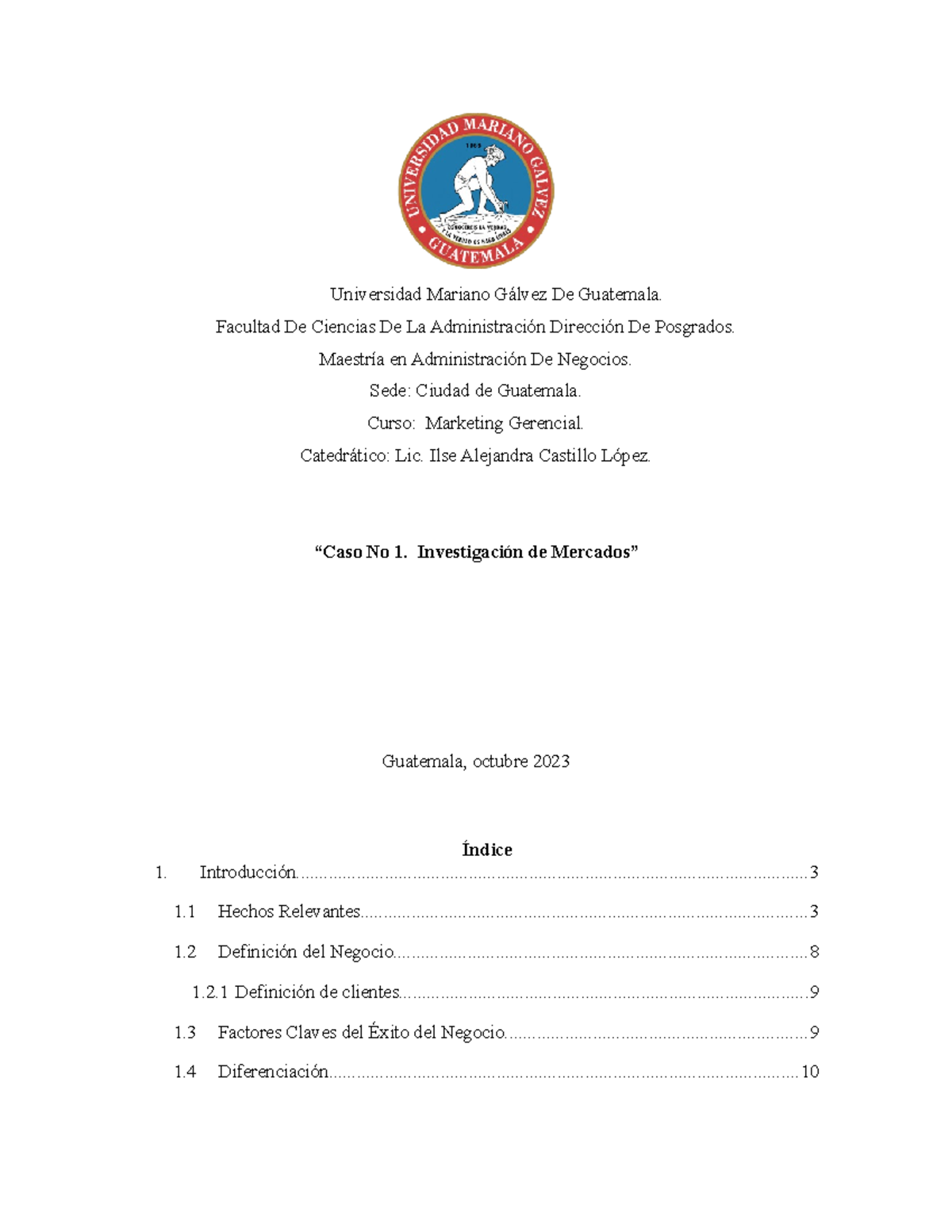 Caso No. 1: Análisis de Investigación de Mercados en Marketing ...