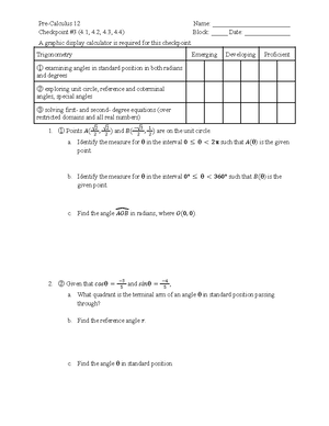 Pre-Calculus - Grade: 12 - High School - Canada - Studocu
