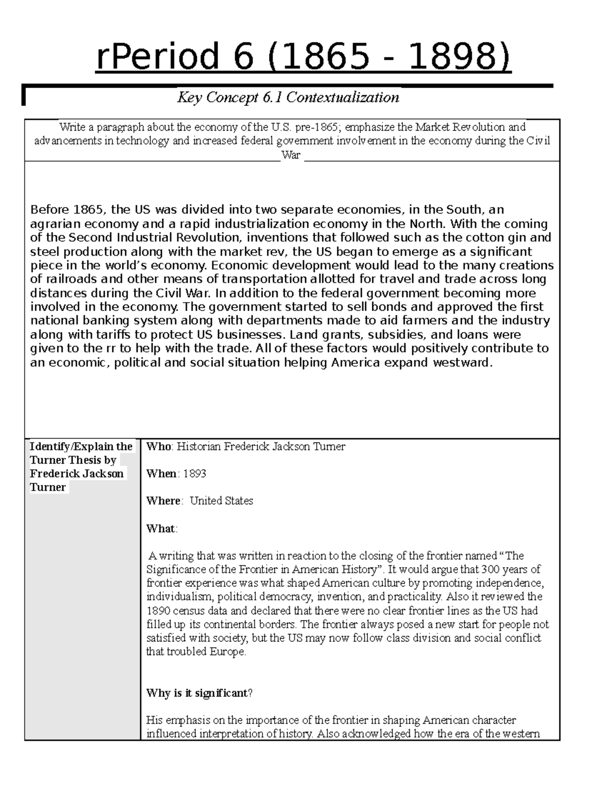 KC Review - Period 6: APUSH Economic and Political Developments (1865 ...