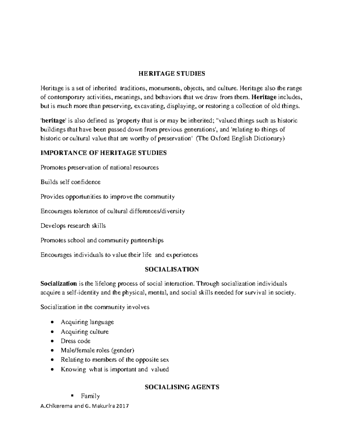 HERITAGE STUDIES: The Role of Family and Community in Identity ...
