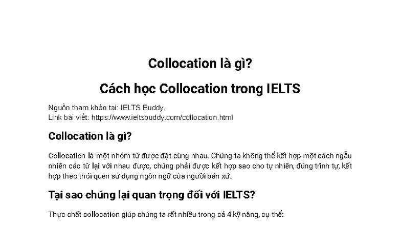 Tất tần tật về Collocation trong IELTS: Hướng dẫn và Ví dụ - Studocu