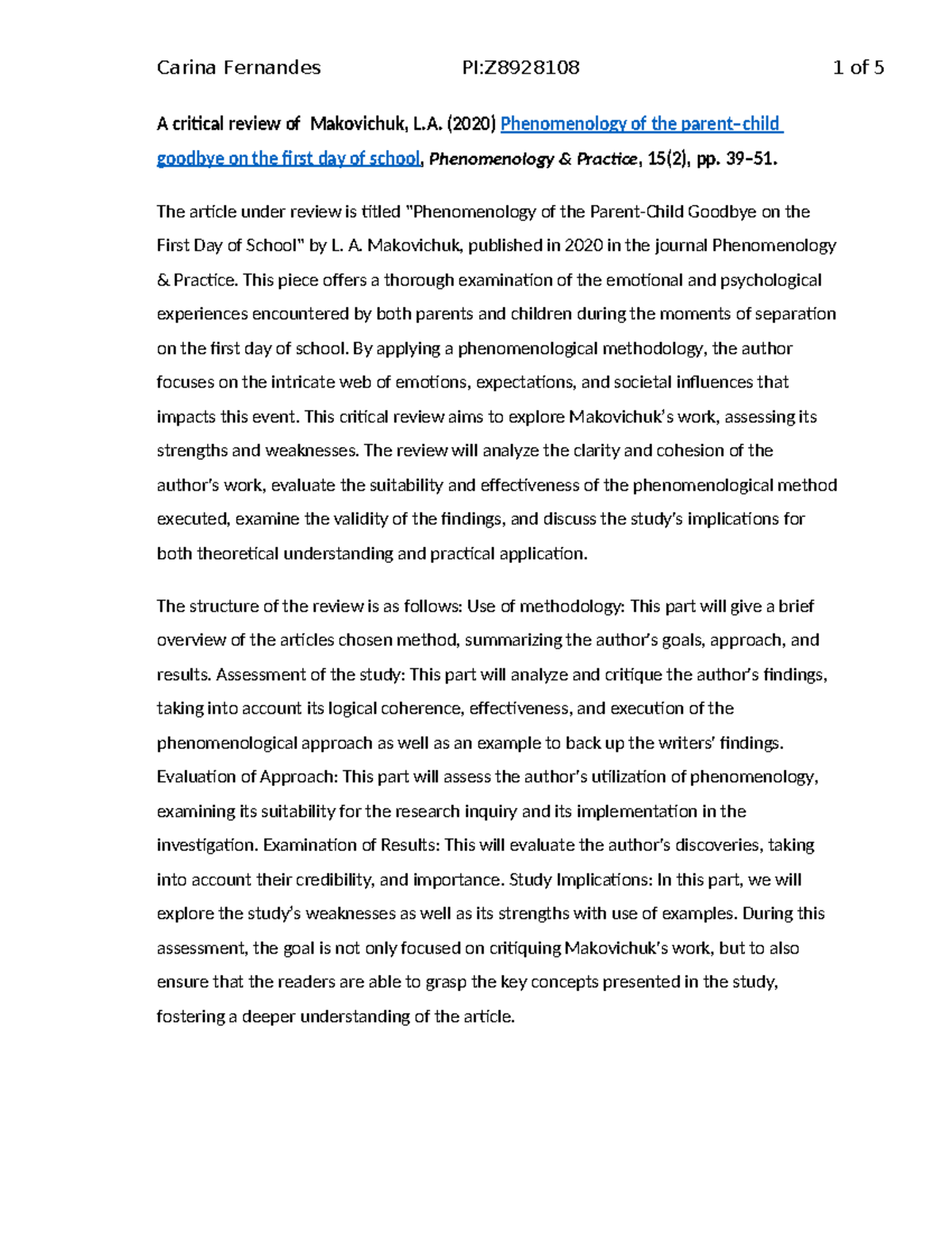 Carina Fernandes DE300 TMA01 - A critical review of Makovichuk, L ...