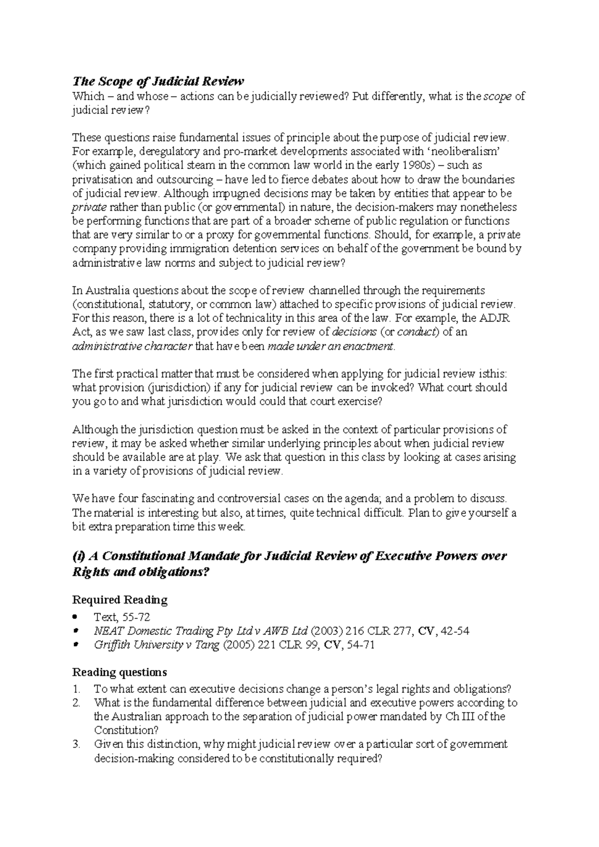 Judicial Review Scope: Key Cases & Concepts (Admin Law, Week 3) - Studocu