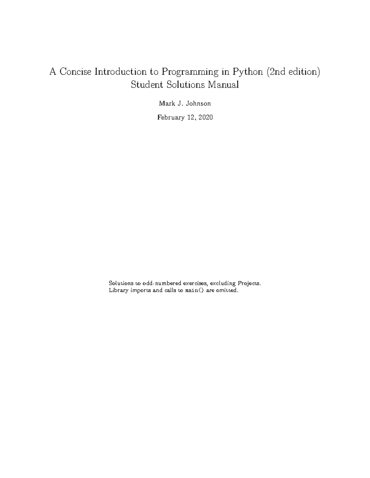 Solutions to Python Programming Exercises - PHY307 - Studocu