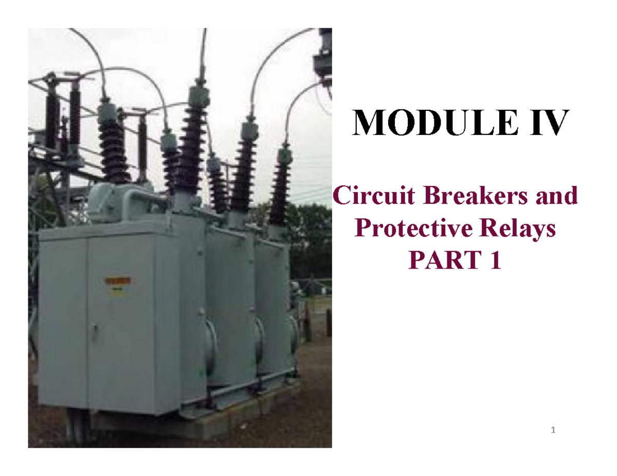 Module 4 Lecture Notes: Circuit Breakers & Protective Relays - Studocu