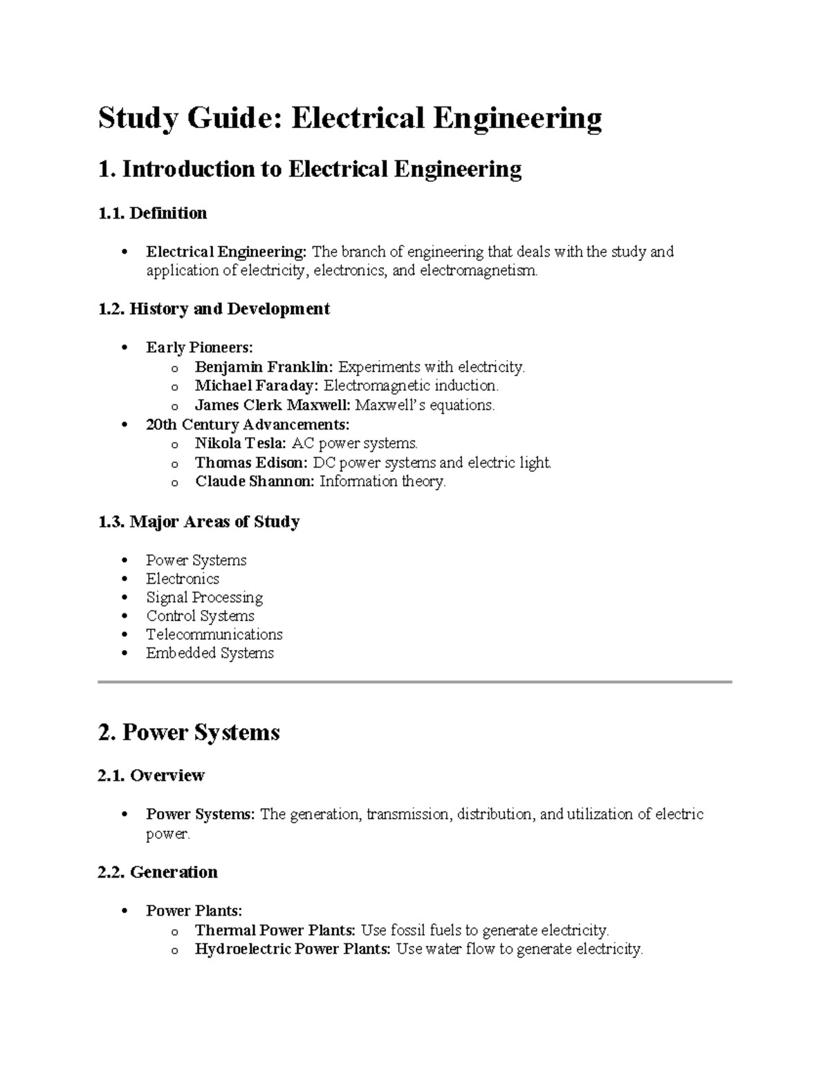 Study Guide: Electrical Engineering Fundamentals (ENGR 101) - Studocu