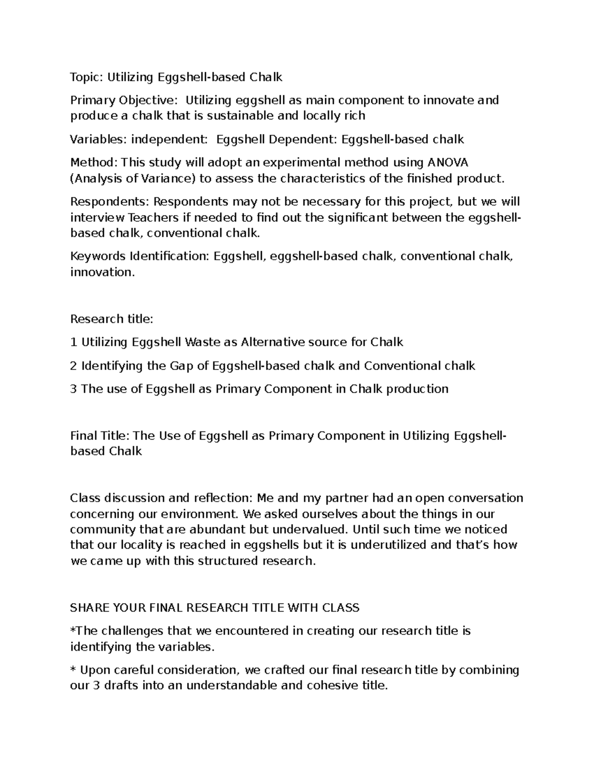 Utilizing Eggshells for Sustainable Chalk Production: A Research Study ...