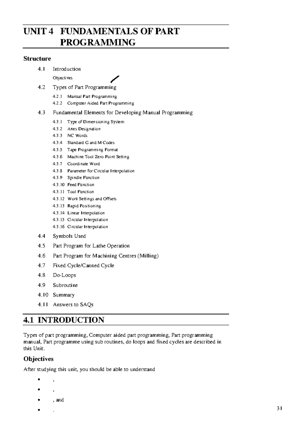 Fundamentals Of Part Programming 31 Fundamentals Of Unit 4