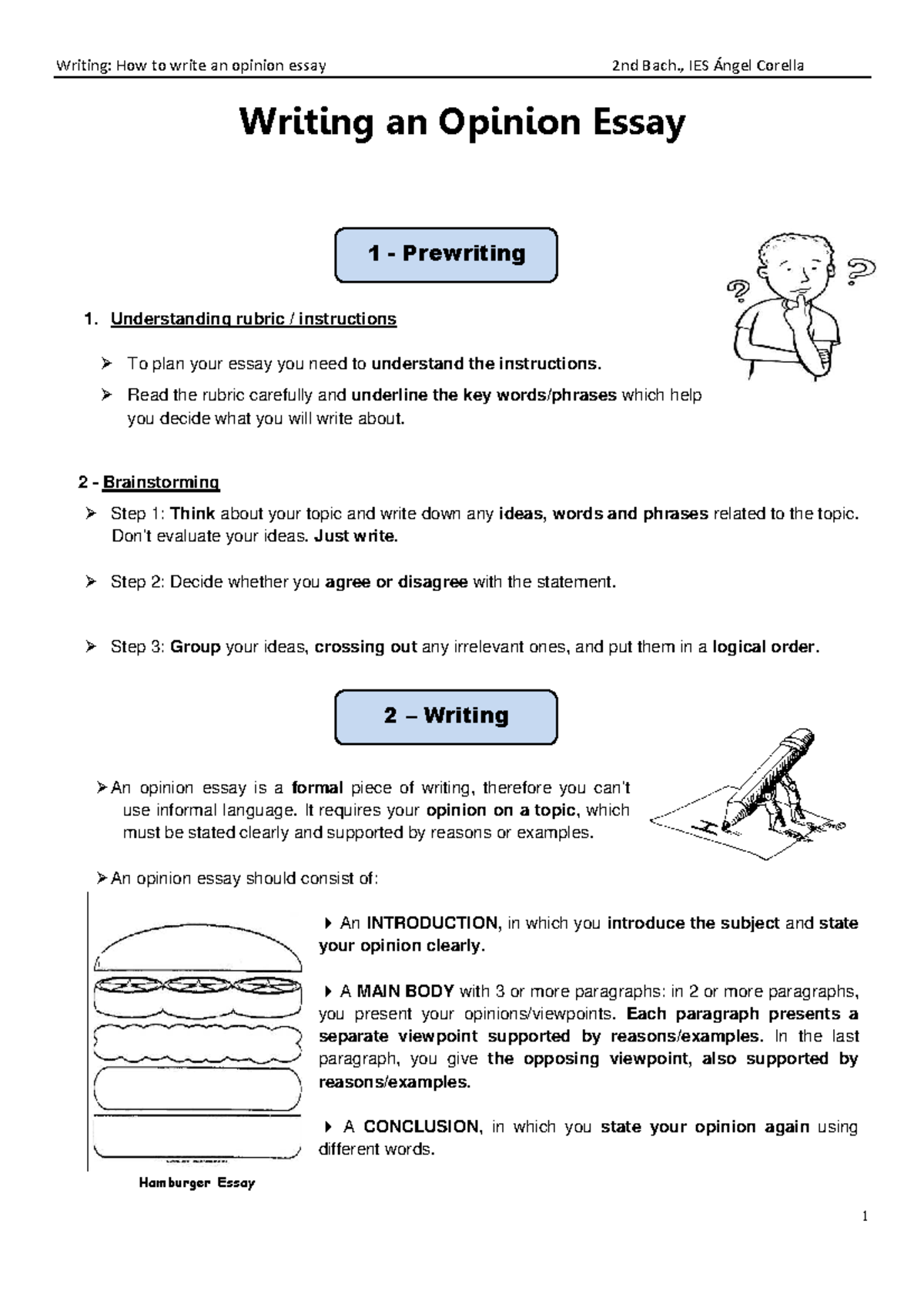 How to Write an Opinion Essay: 2nd Bach. Guide - Studocu