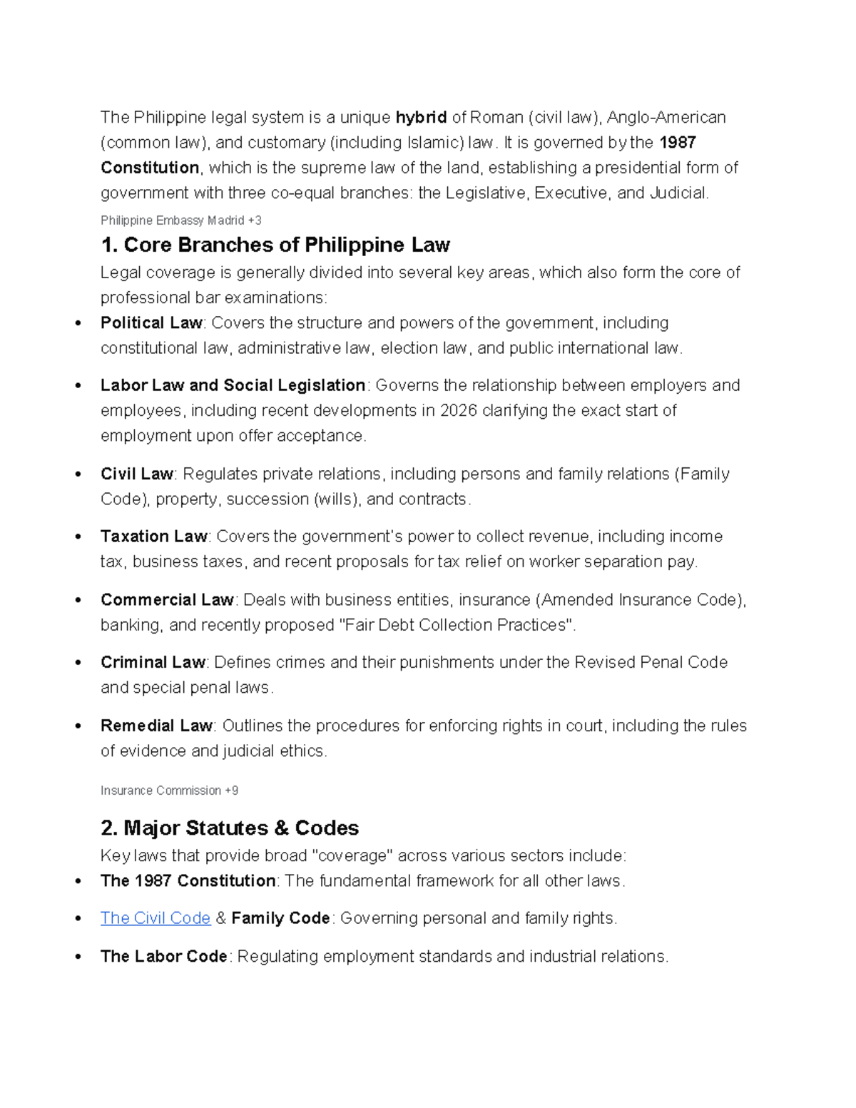 Philippine Legal System Overview: Key Laws & Core Branches - Studocu