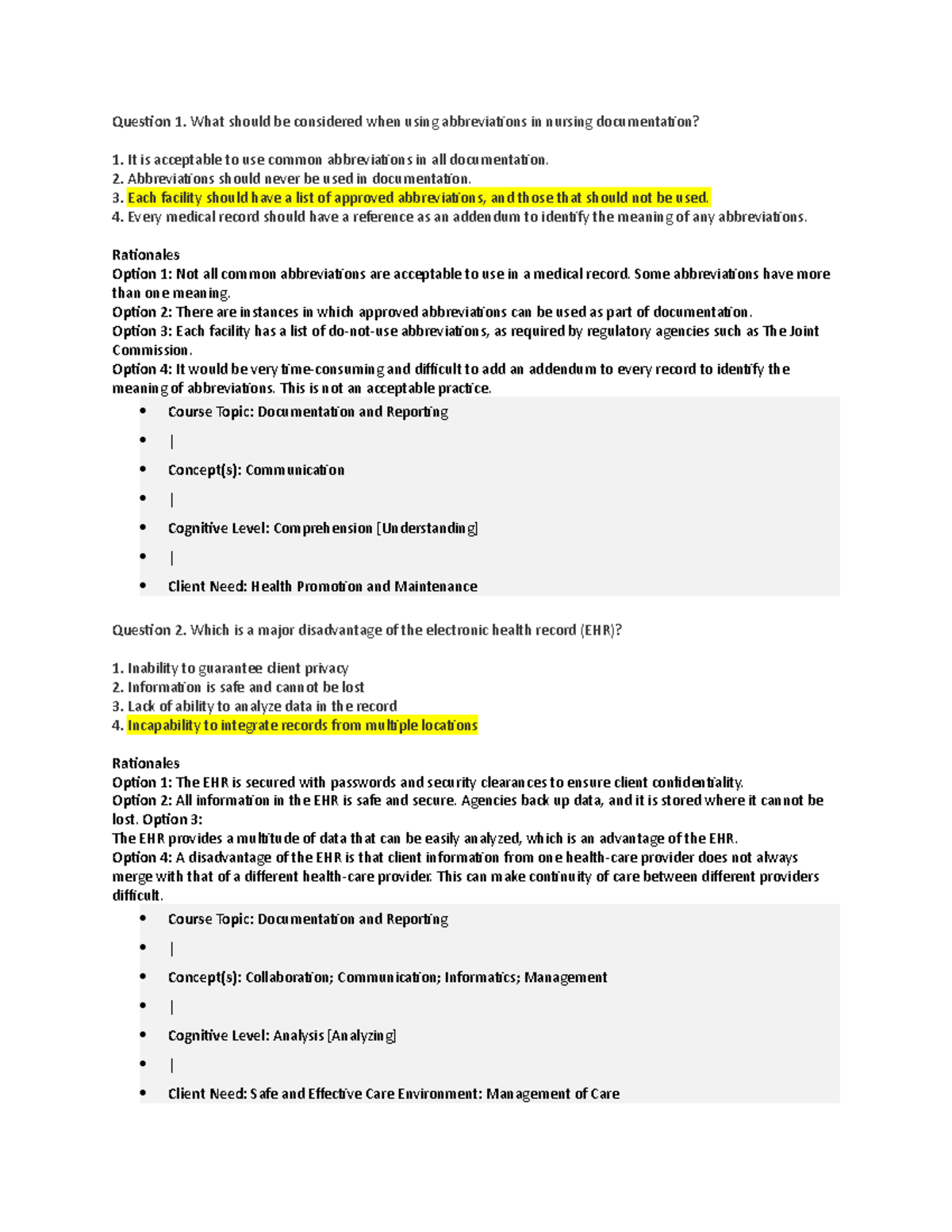 Documenting and reporting questions - Question 1. What should be ...