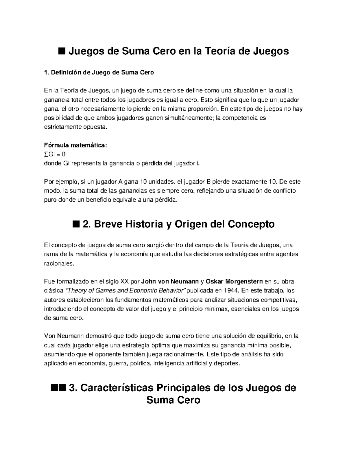Juegos de Suma Cero en Teoría de Juegos - Análisis Completo - Studocu