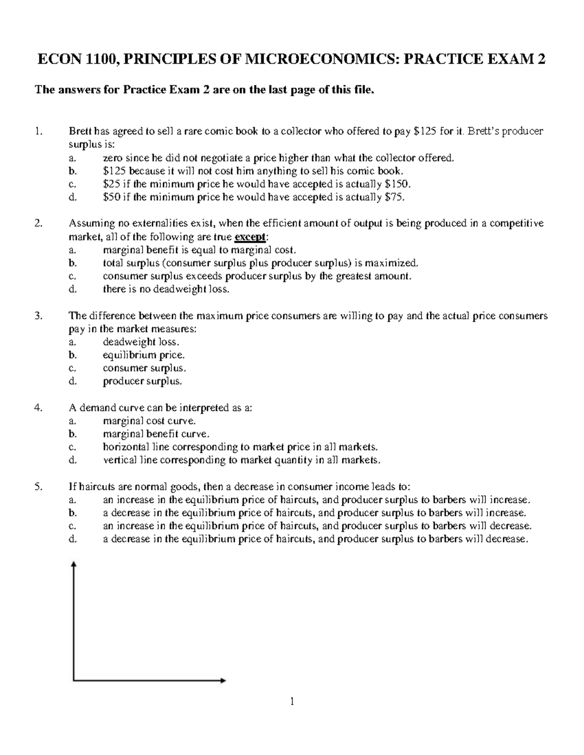 ECON 1100: Principles of Microeconomics Practice Exam 2 Answers - Studocu