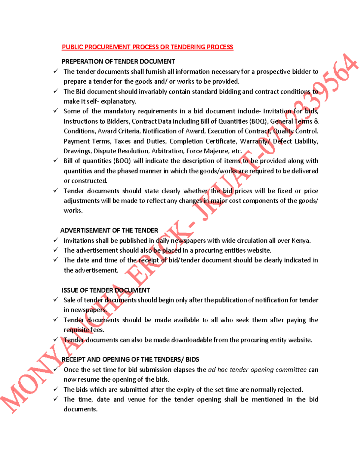 Tendering Process AND Methods OF PROC - PUBLIC PROCUREMENT PROCESS OR ...