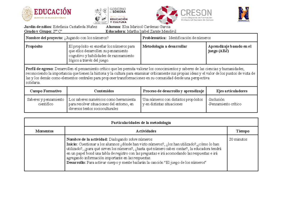 Proyecto Abj Jugando Y Aprendiendo Con Los Números En 2º C Studocu