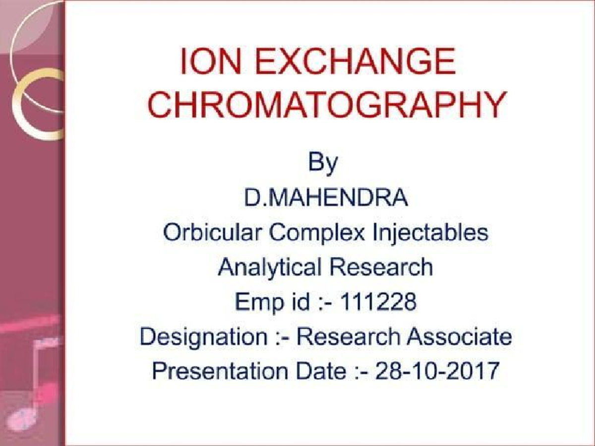 IEC - Ion Exchange Chromatography Overview and Applications - Studocu