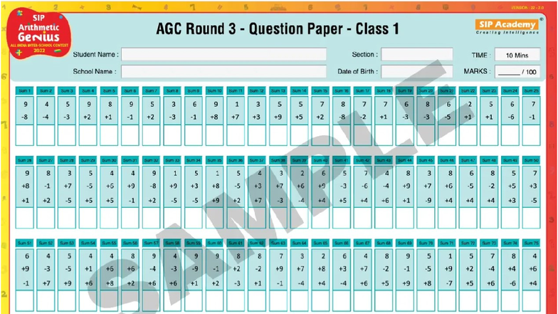 SIP AGC Round 3 Question Paper - Class 1 - ALL INDIA CONTEST 2022 - Studocu