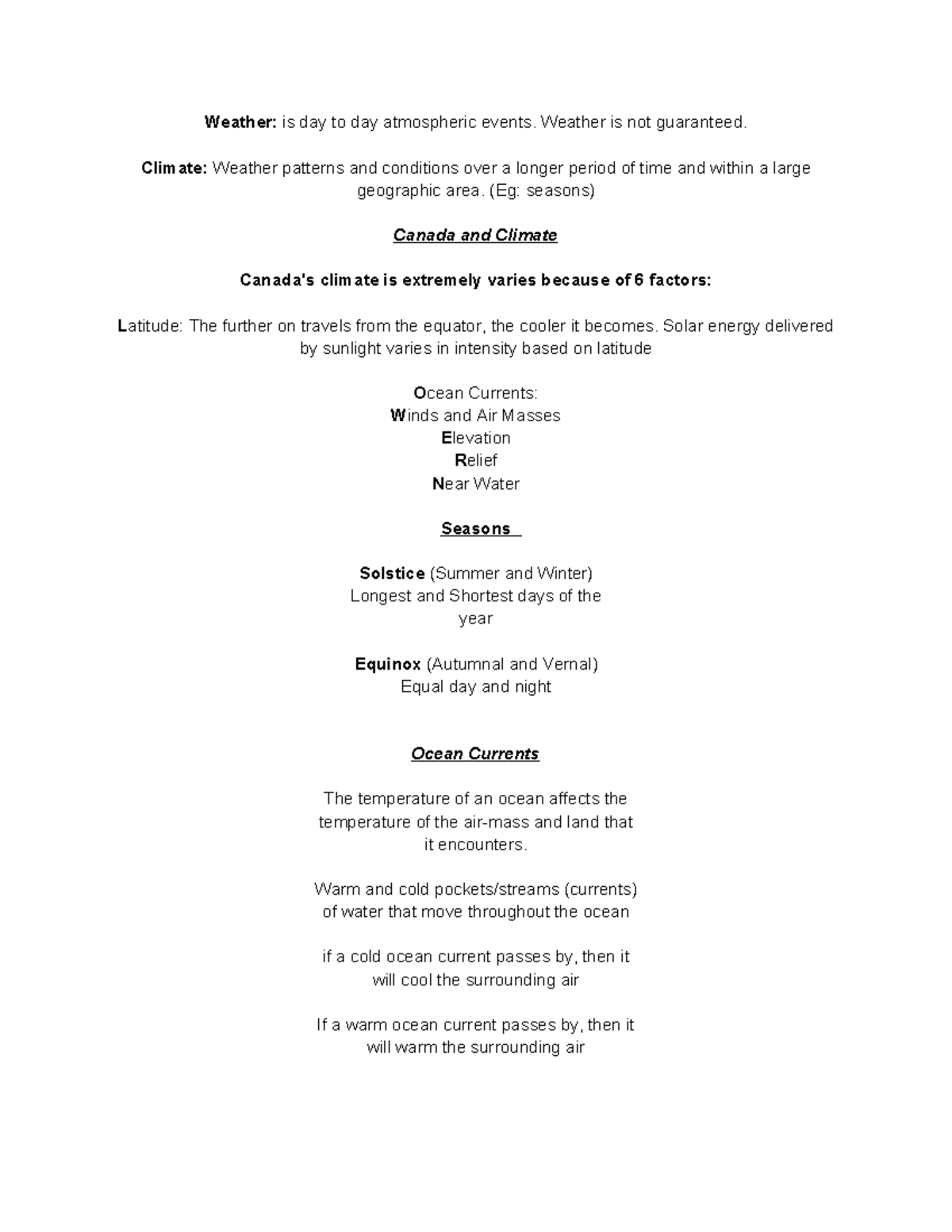 Climate Notes: Understanding Weather Patterns and Influencing Factors ...