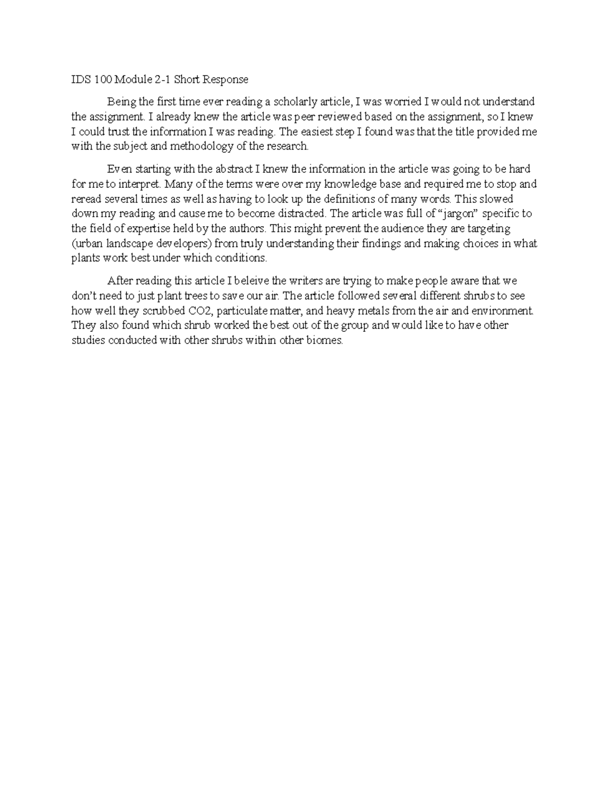 IDS 100 Module 2-1 Short Response - IDS 100 Module 2-1 Short Response ...