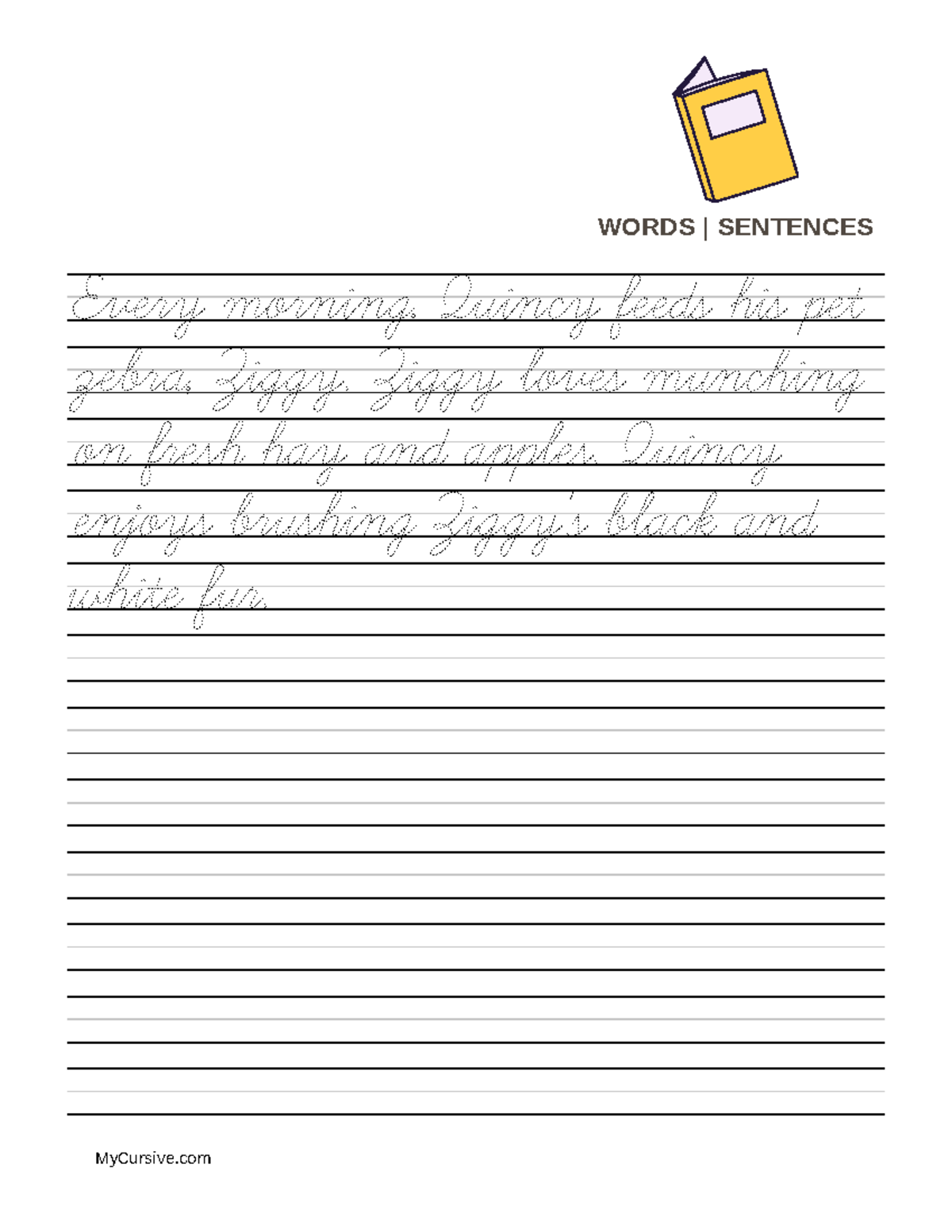 Cursive-Paragraph-Worksheet - Engels - MyCursive WORDS | SENTENCES ...