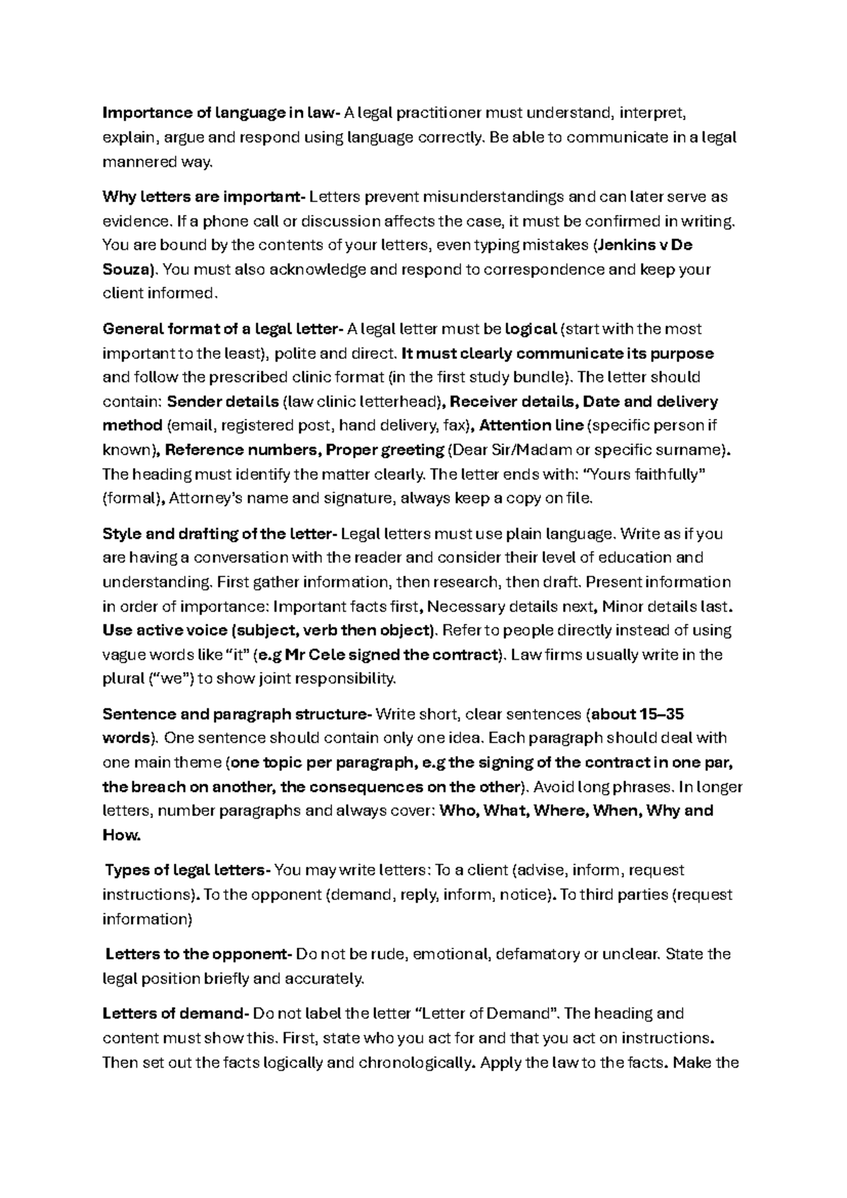 ALS UNIT 1: Written Communication in Legal Practice - Studocu