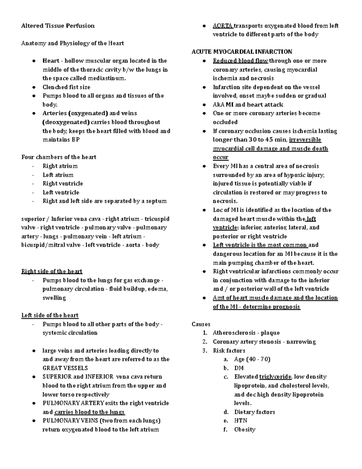 Altered Tissue Perfusion: Anatomy & Physiology Overview (AP101) - Studocu
