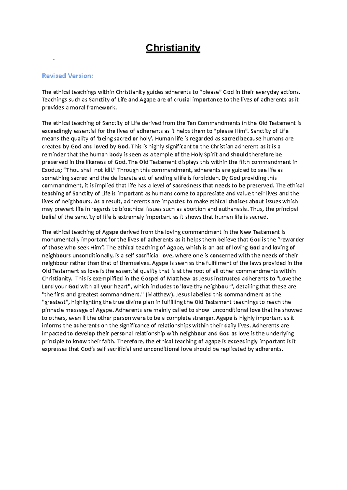 Religion Prelim - Ethical Teachings and Principal Beliefs in ...