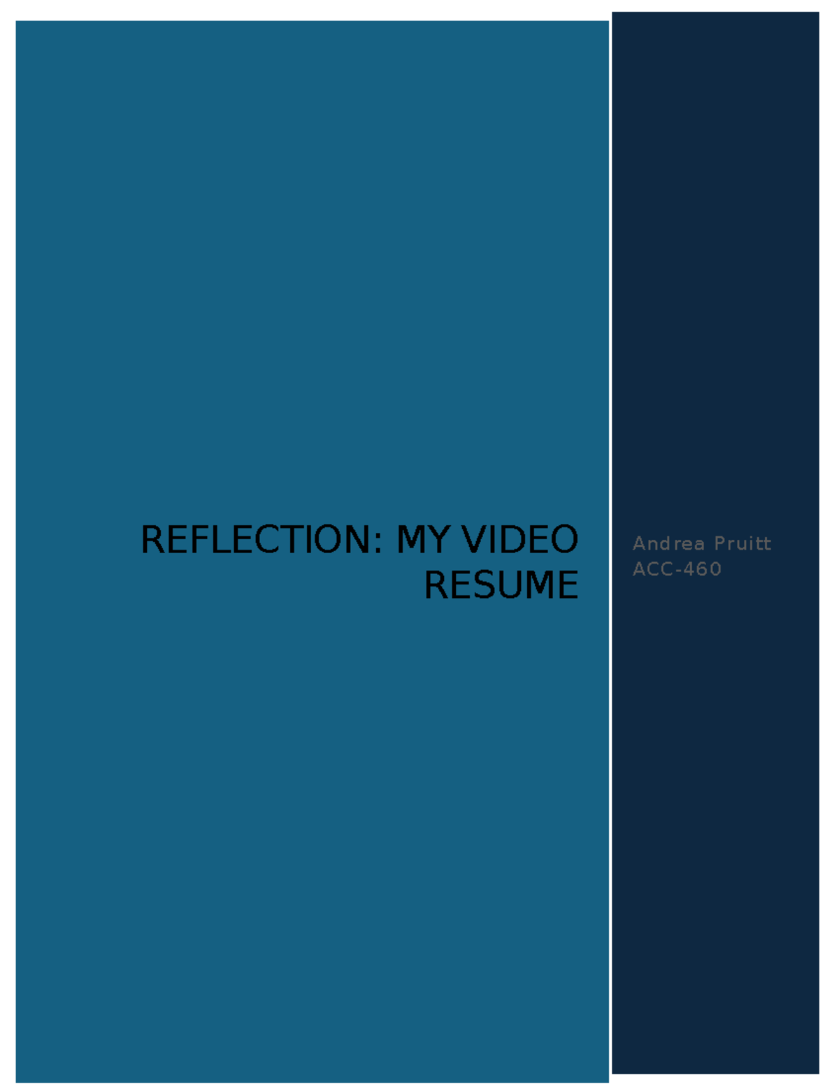 Reflection on My Video Resume: Areas for Improvement - GRADE A - Studocu